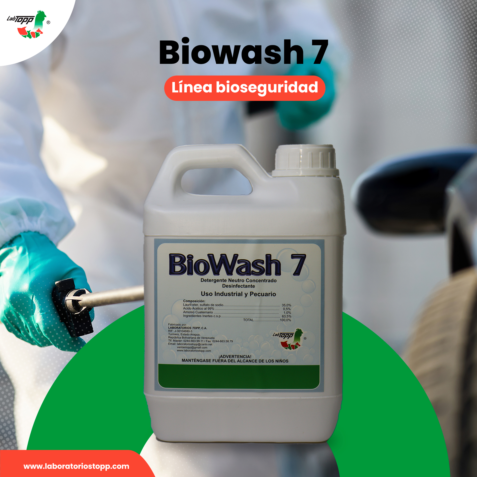 BIOWASH 7 DESINFECTANTE X GALON. – Proseagro